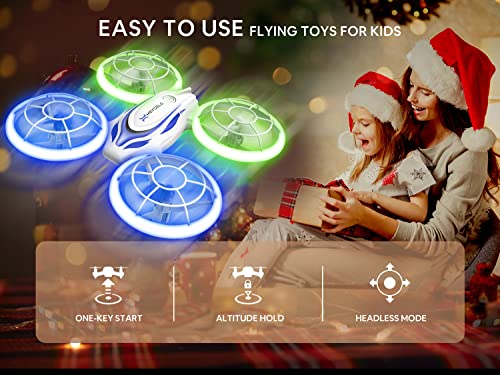 Heygelo S60 Drones for Kids, Mini Drone with LED Lights for Beginners, RC Quadcopter with Altitude Hold and Headless Mode, Full Propeller Protect, 3D Flips, 2 Batteries, Toys Gifts for Boys Girls