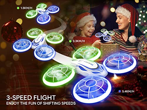 Heygelo S60 Drones for Kids, Mini Drone with LED Lights for Beginners, RC Quadcopter with Altitude Hold and Headless Mode, Full Propeller Protect, 3D Flips, 2 Batteries, Toys Gifts for Boys Girls