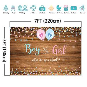 Mocsicka Boy or Girl Gender Reveal Backdrop Pink or Blue Gender Reveal Party Decorations 82x60 inch Vinyl Wood Floor Gender Reveal Photography Background Banner