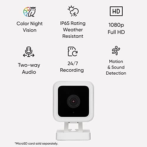 Wyze Cam v3 Pet Camera for Cats & Dogs Compact Indoor Plug-in Smart Security Camera, 1080p Color Night Vision, Compatible with Alexa – 2 Cameras