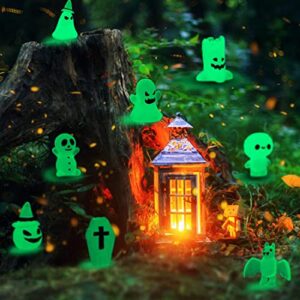 luminous ghost tree elves 18pcs glow in dark statues miniature fairy landscape garden decoration outdoor status patio lawn yard pot kit and home ornament