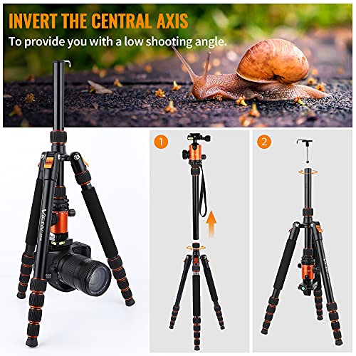 VICTIV 80" Camera Tripod, DSLR Tripod for Travel, Aluminum Heavy Duty Tripod Stand with 360° Ball Head, Camera Tripods & Monopods with Carry Bag, Professional Tripod for Canon Nikon -AT40 Orange