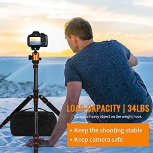 VICTIV 80" Camera Tripod, DSLR Tripod for Travel, Aluminum Heavy Duty Tripod Stand with 360° Ball Head, Camera Tripods & Monopods with Carry Bag, Professional Tripod for Canon Nikon -AT40 Orange