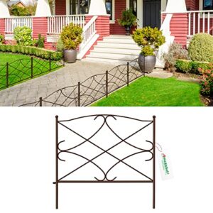 amagabeli 5 panels decorative garden fence 10ft(l) x24in(h) animal barrier dogs rustproof metal landscape wire fencing folding wire patio fences flower bed border edge brown et306