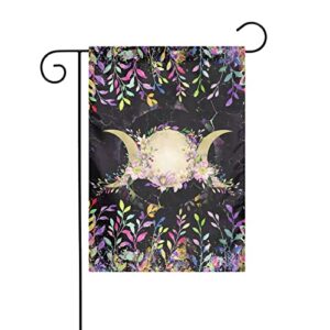 gregtins triple moon goddess moonlight garden flag, outside decor for yard farmhouse party, indoor/outdoor durable flag patio lawn, double sided vertical, vivid color unique design,12x18inch