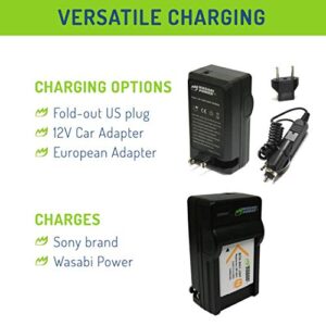 Wasabi Power Battery (2-Pack) and Charger for Sony NP-BN1 and Sony Cyber-shot DSC-QX10, DSC-QX100, DSC-T99, DSC-T110, DSC-TF1, DSC-TX5, DSC-TX7, DSC-TX9, DSC-TX10, DSC-TX20, DSC-TX30, DSC-TX55, DSC-TX66, DSC-TX100V, DSC-TX200V, DSC-W310, DSC-W320, DSC-W33