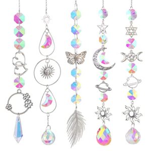 5 pcs crystal sun catcher pendant hanging ornament decoration crystal ball prism rainbow suncatchers for windows home garden decoration