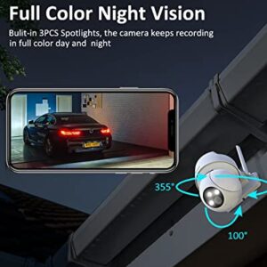 acelerar 2K Security Camera Outdoor - 3MP Color Night Vision Video Surveillance Cameras, Pan & Tilt 360degree View with Motion Detection Wi-Fi Home System, Smart Alerts,Micro SD Card&Cloud Storage