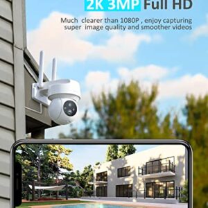 acelerar 2K Security Camera Outdoor - 3MP Color Night Vision Video Surveillance Cameras, Pan & Tilt 360degree View with Motion Detection Wi-Fi Home System, Smart Alerts,Micro SD Card&Cloud Storage