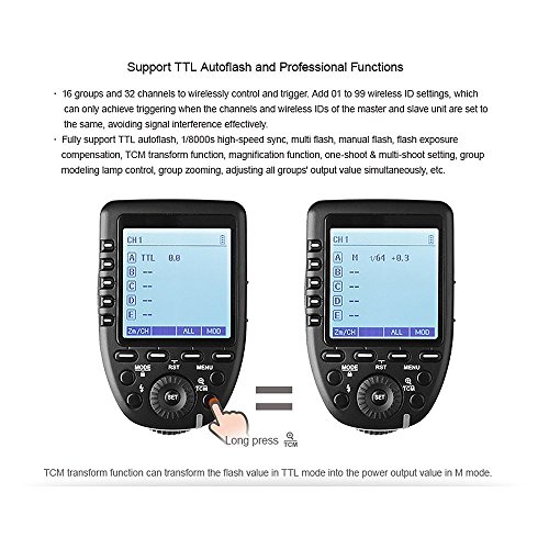 Godox Xpro-S for Sony TTL Wireless Flash Trigger 1/8000s HSS TTL-Convert-Manual Function Large Screen Slanted Design 5 Dedicated Group Buttons 11 Customizable Functions