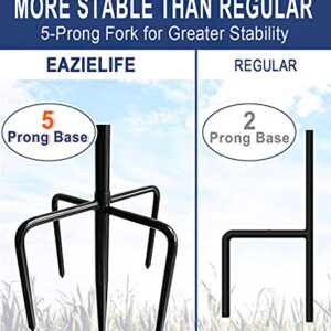 Eazielife Shepherds Hook for Outdoor Bird Feeders Pole 60 Inch Tall, Adjustable Heavy Duty Garden Hanger Stake Pole with 5 Prong Base, Shiny Black (2 Packs)