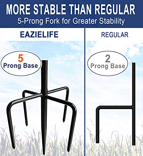 Eazielife Shepherds Hook for Outdoor Bird Feeders Pole 60 Inch Tall, Adjustable Heavy Duty Garden Hanger Stake Pole with 5 Prong Base, Shiny Black (2 Packs)