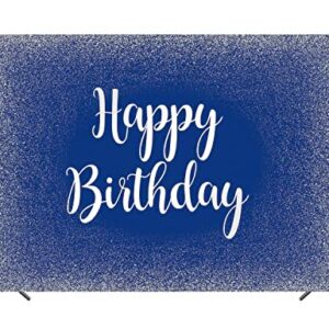 Royal Blue Happy Birthday Backdrop Adults Mans Boys Bday Party Banner Silver Glitter Spots Photography Background Table Wall Decorations Photo Shoot Booth Studio Props