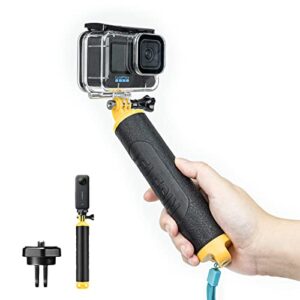 telesin floating hand grip waterproof stick for gopro hero 11 10 9 8 7 6 5 4 3 2, fusion, max, underwater selfie sick for most action cameras