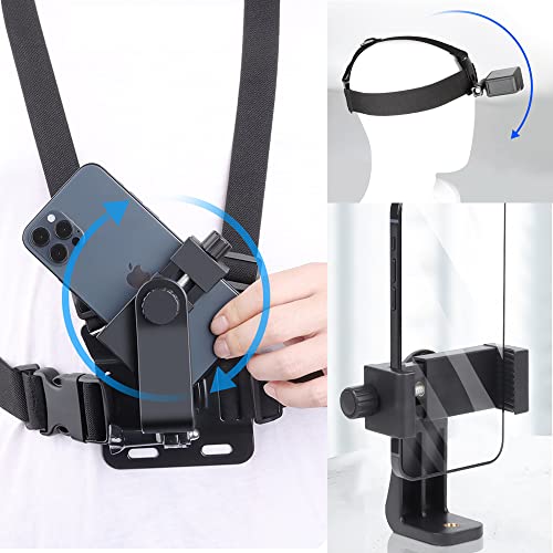 KARUIZI Chest Strap Holder for Phone Holder Hero11, 10, 9, 8, 7, 6, 5 Action Camera Accessories POV, Headband Holder, Adjustable Phone Clip Holder Chest Strap Holder Strap Holder