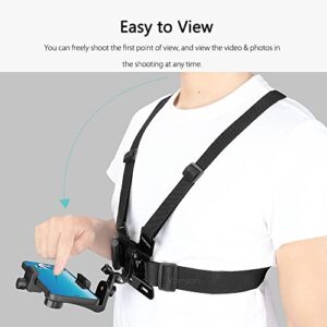 KARUIZI Chest Strap Holder for Phone Holder Hero11, 10, 9, 8, 7, 6, 5 Action Camera Accessories POV, Headband Holder, Adjustable Phone Clip Holder Chest Strap Holder Strap Holder