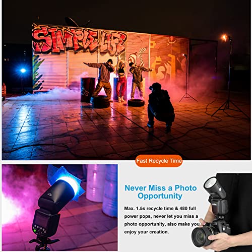 Godox V1-S Round Head Camera Flash for Sony, 2.4G 1/8000 HSS TTL Flash Speedlite, 480 Full Power Shots, 10 Level LED Modeling Lamp Compatible for Sony Camera