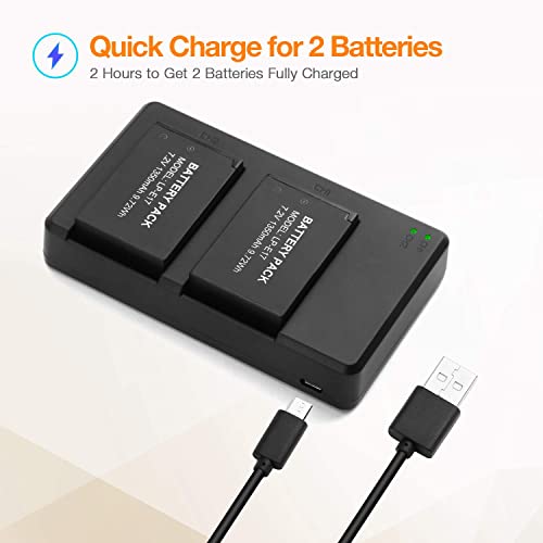 LP-E17 Battery 2-Pack and Dual USB Charger for LP E17, RP, Rebel SL2, SL3, T6i, T6s, T7i, T8i, M3, M5, M6, 200D, 77D, 750D, 760D, 800D, 8000D, KISS X8i, Digital SLR Camera