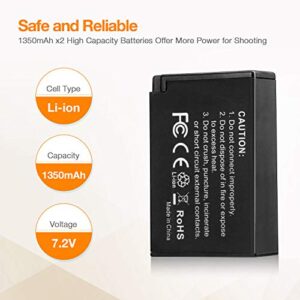 LP-E17 Battery 2-Pack and Dual USB Charger for LP E17, RP, Rebel SL2, SL3, T6i, T6s, T7i, T8i, M3, M5, M6, 200D, 77D, 750D, 760D, 800D, 8000D, KISS X8i, Digital SLR Camera