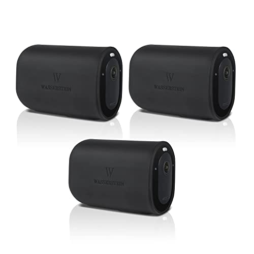 Wasserstein Silicone Case Compatible with Arlo Pro 4 XL Rechargeable Battery Housing (Black/3 Pack) - Protective Waterproof Case for Your Smart Security Cam