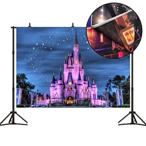 Castle Backdrop 7x5ft Beautiful Castle Night View Photography Background for Children and Girl Birthday Party Photo Video Shooting Props BV037