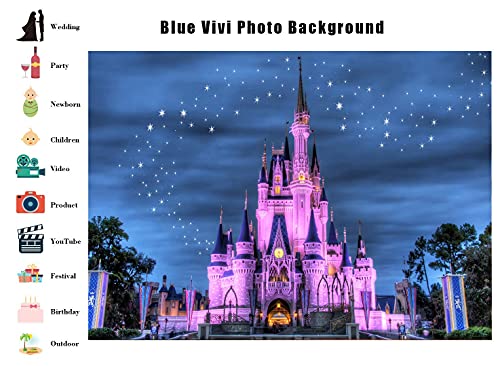 Castle Backdrop 7x5ft Beautiful Castle Night View Photography Background for Children and Girl Birthday Party Photo Video Shooting Props BV037