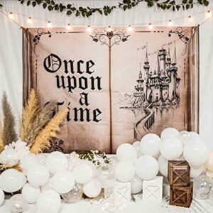 ABLIN 7x5ft Fairy Tale Books Backdrop Old Opening Book Once Upon a Time Ancient Castle Princess Romantic Story Photo Background Wedding Birthday Party Decorations Banner Props