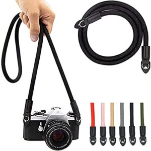 eorefo camera strap vintage 100cm nylon climbing rope camera neck shoulder strap for micro single and dslr camera.(black)