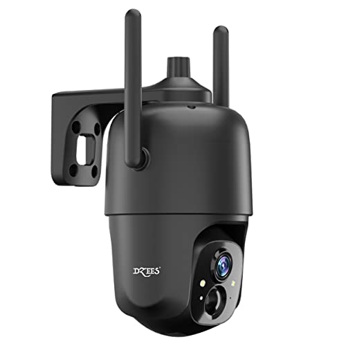 Dzees Security Cameras Wireless Outdoor, 2K Battery Powered Security Camera, 360° PTZ Camera with Spotlight, Siren, Color Night Vision, AI Dectection, IP66 for Home Security, 2.4GHz