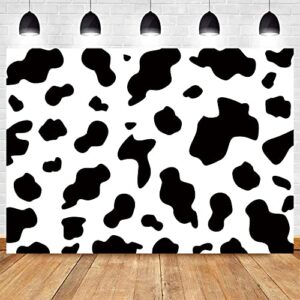 Art Studio Soft Fabric Cow Party Photography Backdrops Black and White Cows Farm Happy Birthday Photo Background 5x3FT Kids Baby Shower Banner Cake Table Decoration Studio Props