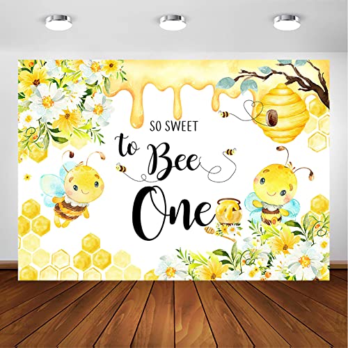 Avezano So Sweet to Bee One Party Backdrop for First Bee-Day Bee 1st Birthday Party Decorations Photography Background Bumblebee Honey Bees First Party Photoshoot (7x5ft)