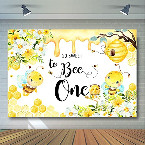 Avezano So Sweet to Bee One Party Backdrop for First Bee-Day Bee 1st Birthday Party Decorations Photography Background Bumblebee Honey Bees First Party Photoshoot (7x5ft)