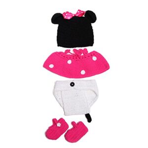 Pinbo Baby Girls Photography Prop Cute Knitted Crochet Hat Dress Diaper Shoes