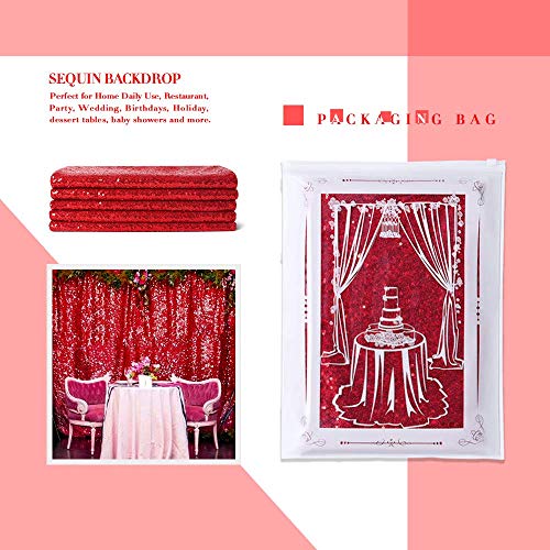 Red Backdrop Curtain 2 Panels 2ftx8ft Sequin Backdrop Drapes Red Glitter Curtains Shimmer Wedding Backdrop Curtain Drapes Fabric Red Background