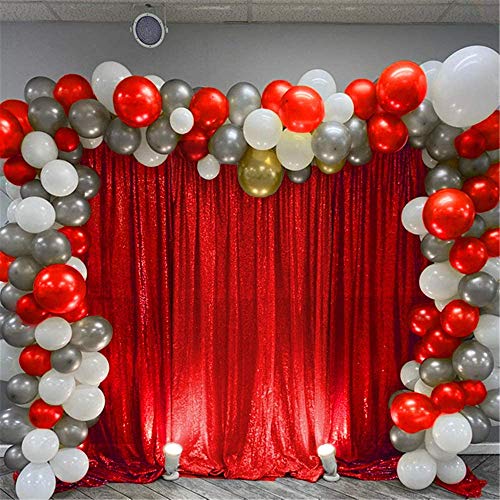 Red Backdrop Curtain 2 Panels 2ftx8ft Sequin Backdrop Drapes Red Glitter Curtains Shimmer Wedding Backdrop Curtain Drapes Fabric Red Background