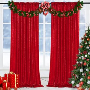 Red Backdrop Curtain 2 Panels 2ftx8ft Sequin Backdrop Drapes Red Glitter Curtains Shimmer Wedding Backdrop Curtain Drapes Fabric Red Background