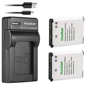 kastar battery + slim usb charger for nik en-el19 coolpix a100 s100 s2750 s2800 s3300 s3400 s3500 s3600 s4200 s4300 s4400 s5200 s5300 s6400 s6500 s6600 s6700 s6800 s6900 s7000, son np-bj1 dsc-rx0