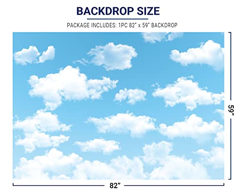 Allenjoy 7x5ft Vinyl Blue Sky White Cloud Backdrop - Not Fabric - Ideal for Newborn, Spring, Kids, Children, Aviator, Birthday Party, Baby Shower, World Travel Background