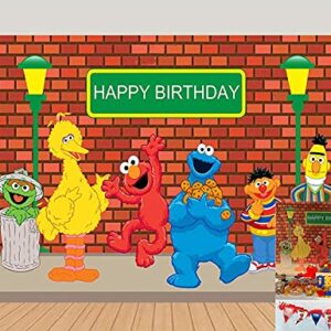 MC 5x3ft Sesame Street Brick Wall Photography Backdrops Birthday Party Decoration Photo Booth Background Baby Shower Studio Props Vinyl