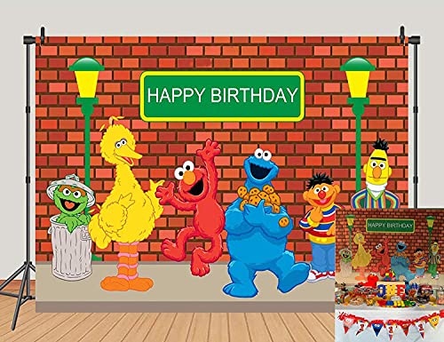 MC 5x3ft Sesame Street Brick Wall Photography Backdrops Birthday Party Decoration Photo Booth Background Baby Shower Studio Props Vinyl