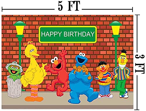 MC 5x3ft Sesame Street Brick Wall Photography Backdrops Birthday Party Decoration Photo Booth Background Baby Shower Studio Props Vinyl