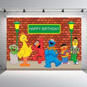 MC 5x3ft Sesame Street Brick Wall Photography Backdrops Birthday Party Decoration Photo Booth Background Baby Shower Studio Props Vinyl