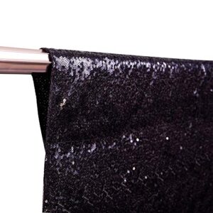 SquarePie Sequin Backdrop Not See Through Thick Background Glitter Curtain for Party 6FT x 6FT Black