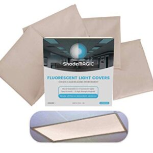 ShadeMAGIC Fluorescent Light Filter Covers (Mocha) - Diffuser Pack; Eliminate Harsh Glare That Causes Eyestrain and Head Strain The The Classroom or at Office. (4)