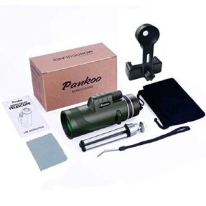 Pankoo 40X60 Monocular High Power Monocular Scope for Bird Watching Traveling Concert Sports Game with Phone Adapter Tripod