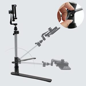 LimoStudio Tabletop Overhead 17-Inch Tripod Lightweight Stand Phone Holder Mount Compatible with iPhone, Galaxy, Pixel, AGG2934