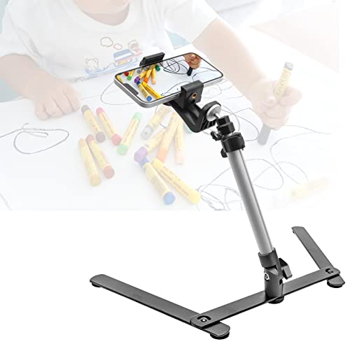 LimoStudio Tabletop Overhead 17-Inch Tripod Lightweight Stand Phone Holder Mount Compatible with iPhone, Galaxy, Pixel, AGG2934