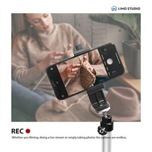 LimoStudio Tabletop Overhead 17-Inch Tripod Lightweight Stand Phone Holder Mount Compatible with iPhone, Galaxy, Pixel, AGG2934