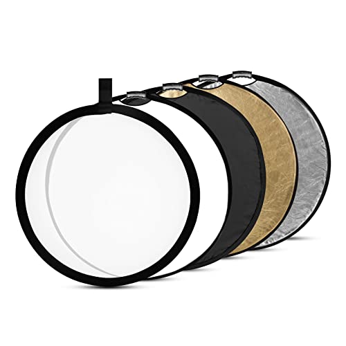 SmallRig 22" (56cm) Photography Reflector with Handle 5-in-1 Collapsible Circular Light Reflector, Translucent, Silver, Gold, White and Black, with Carrying Bag - 4127