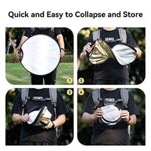 SmallRig 22" (56cm) Photography Reflector with Handle 5-in-1 Collapsible Circular Light Reflector, Translucent, Silver, Gold, White and Black, with Carrying Bag - 4127